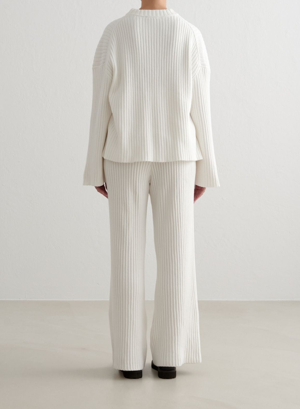 Almond White Rib Knit Pants – aim'n