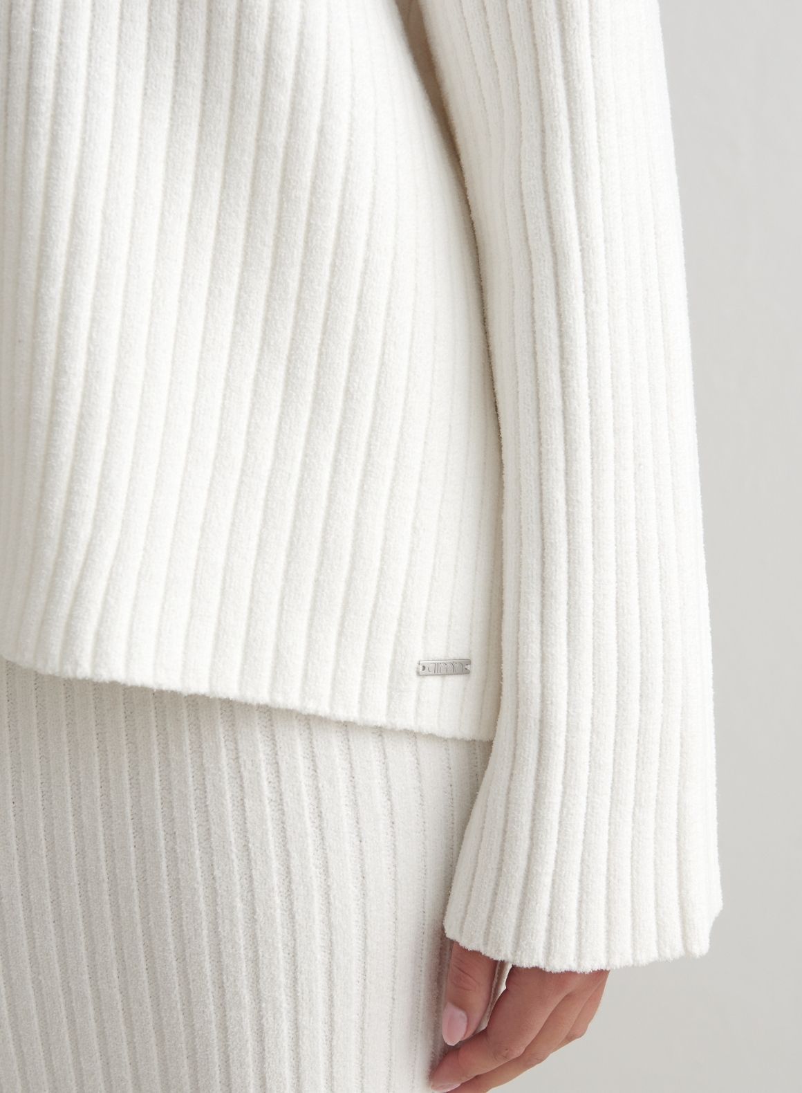 Almond White Rib Knit Sweater – aim'n