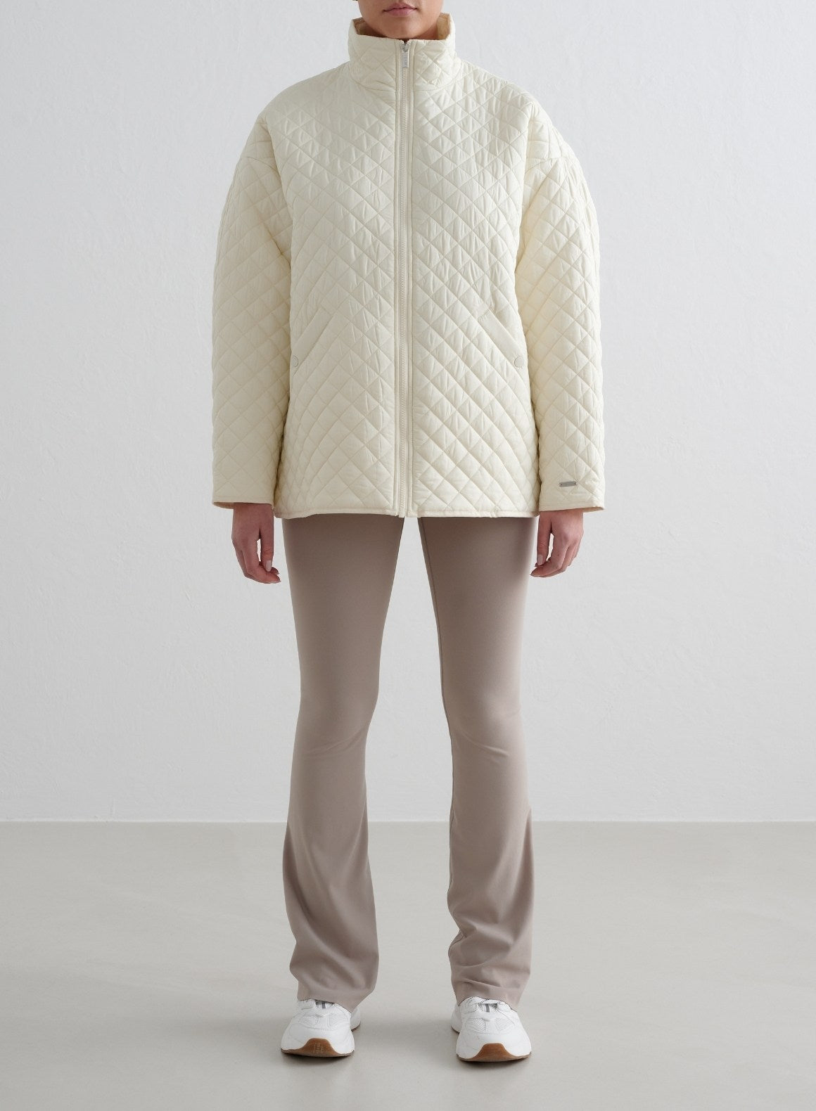 Almond White Oversized Quilted Jacket – aim'n